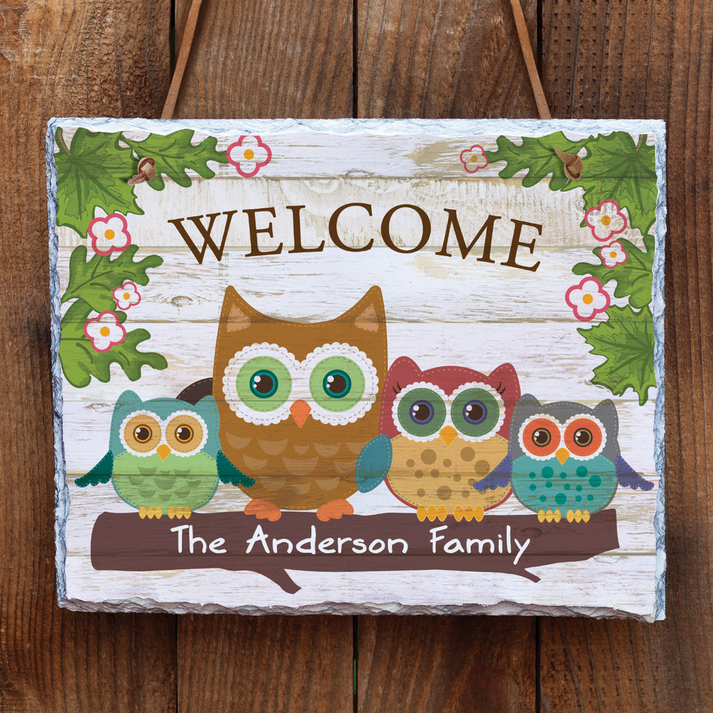 Personalized Welcome Owls Slate---Four – Personalized Planet