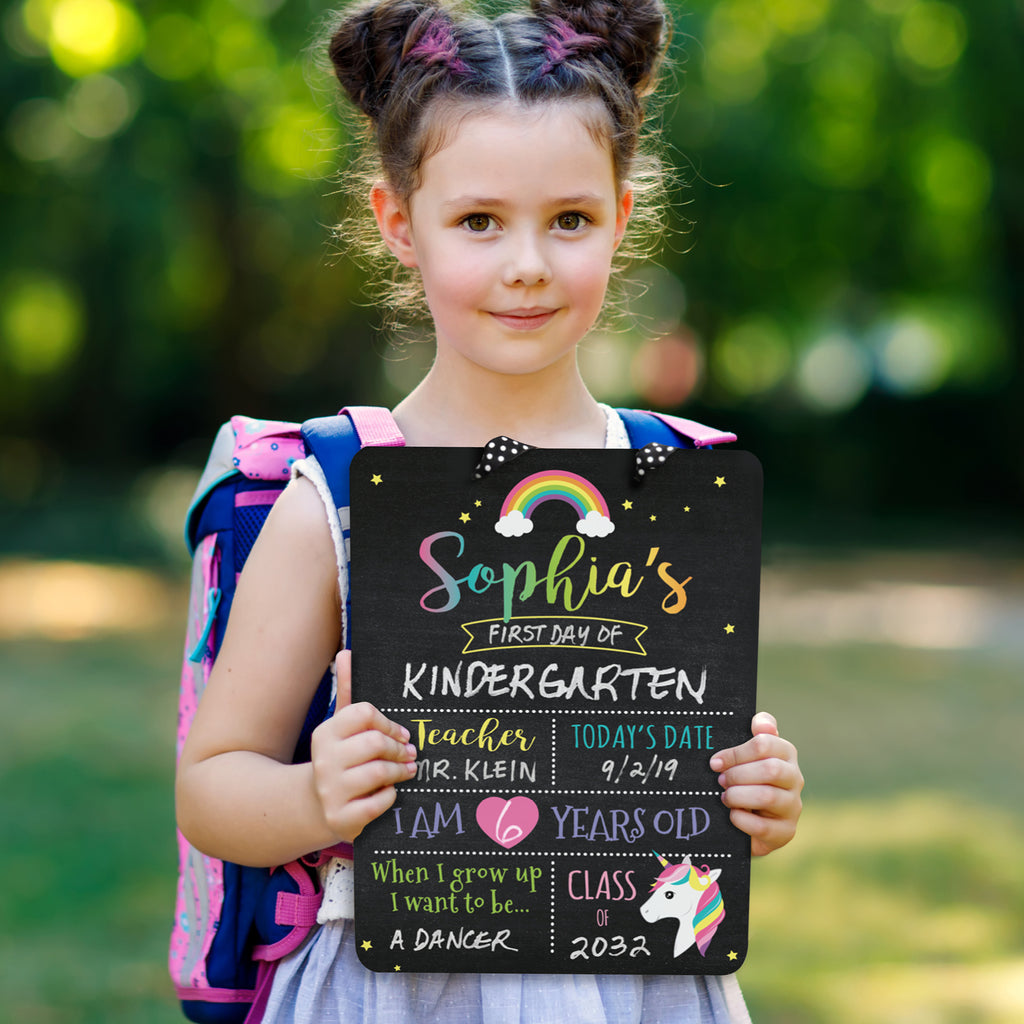 First Day of School Unicorn Dry-Erase Sign – Personalized Planet