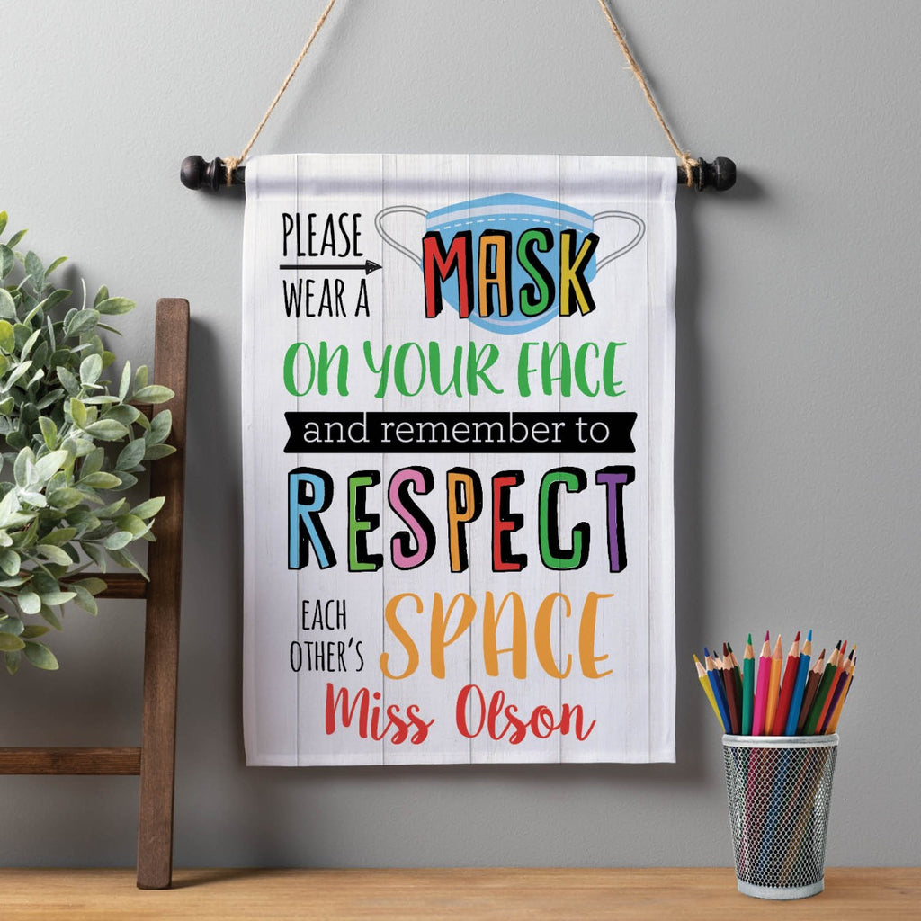 Wear A Mask And Respect Space Personalized Wall Flag – Personalized Planet