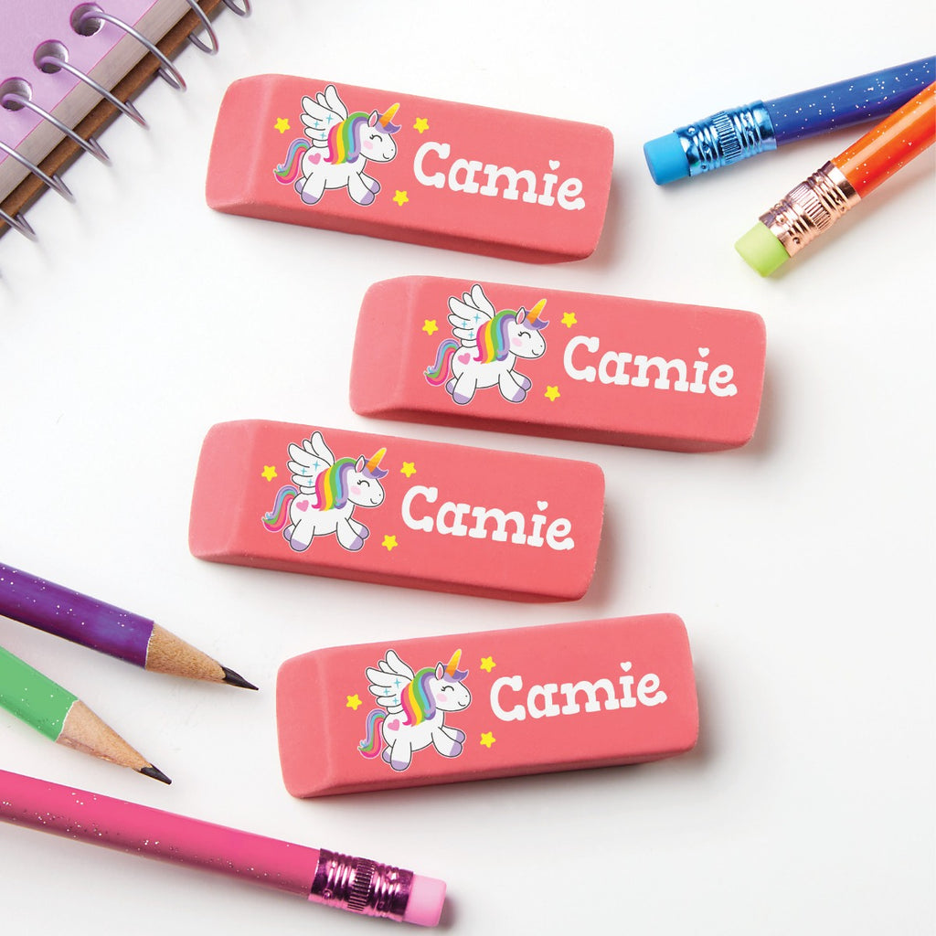 Rainbow Unicorn Pink Eraser Set – Personalized Planet