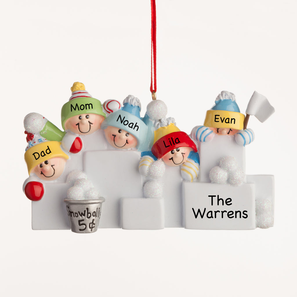 Personalized Snowball Family of 5 Ornament – Personalized Planet
