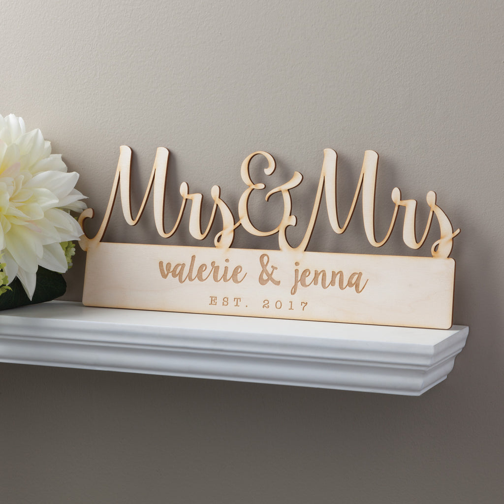 Mrs. & Mrs. Personalized Wood Plaque – Personalized Planet