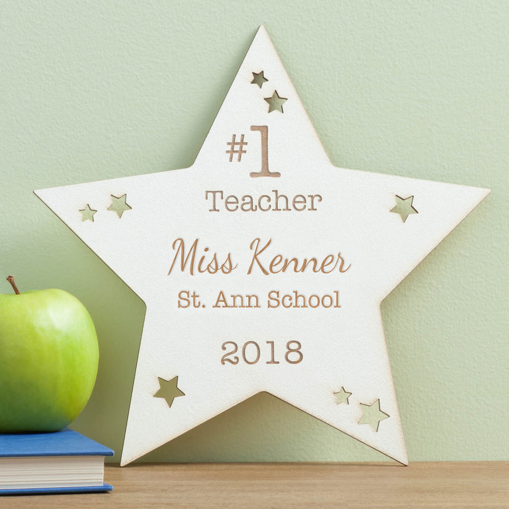 Number One Teachers Personalized Large White Wood Star – Personalized ...