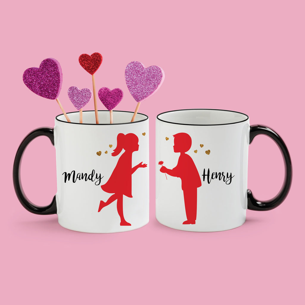Silhouette Sweethearts Personalized Coffee Mug Set – Personalized Planet
