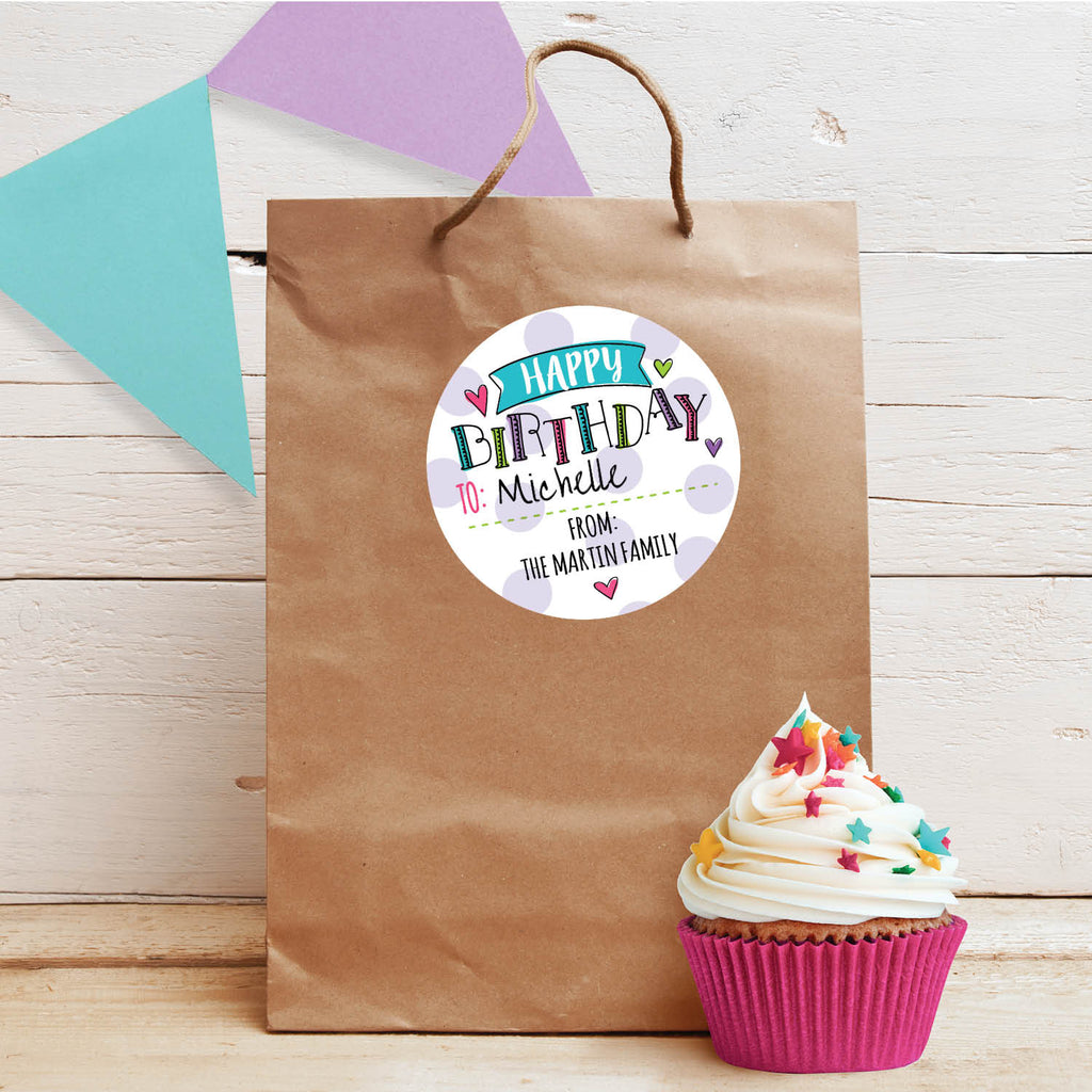 Pastel Colors Personalized Birthday Sticker Set – Personalized Planet