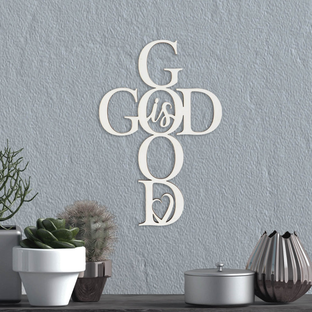 God is Good White Wood Cross – Personalized Planet