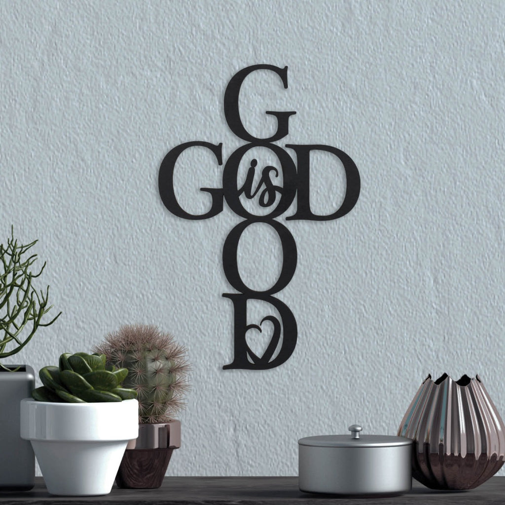 God is Good Black Wood Cross – Personalized Planet