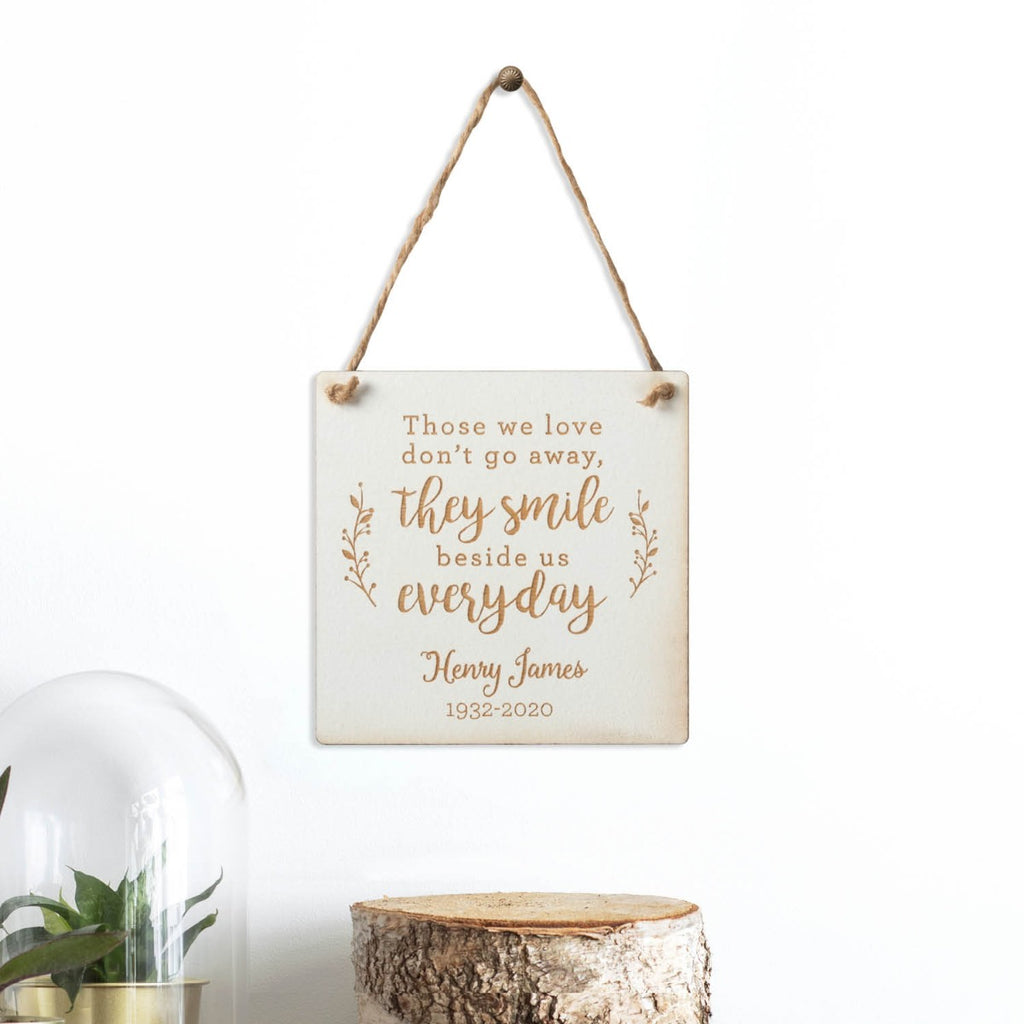 They Smile Memorial Personalized 6x6 Wood Plaque – Personalized Planet