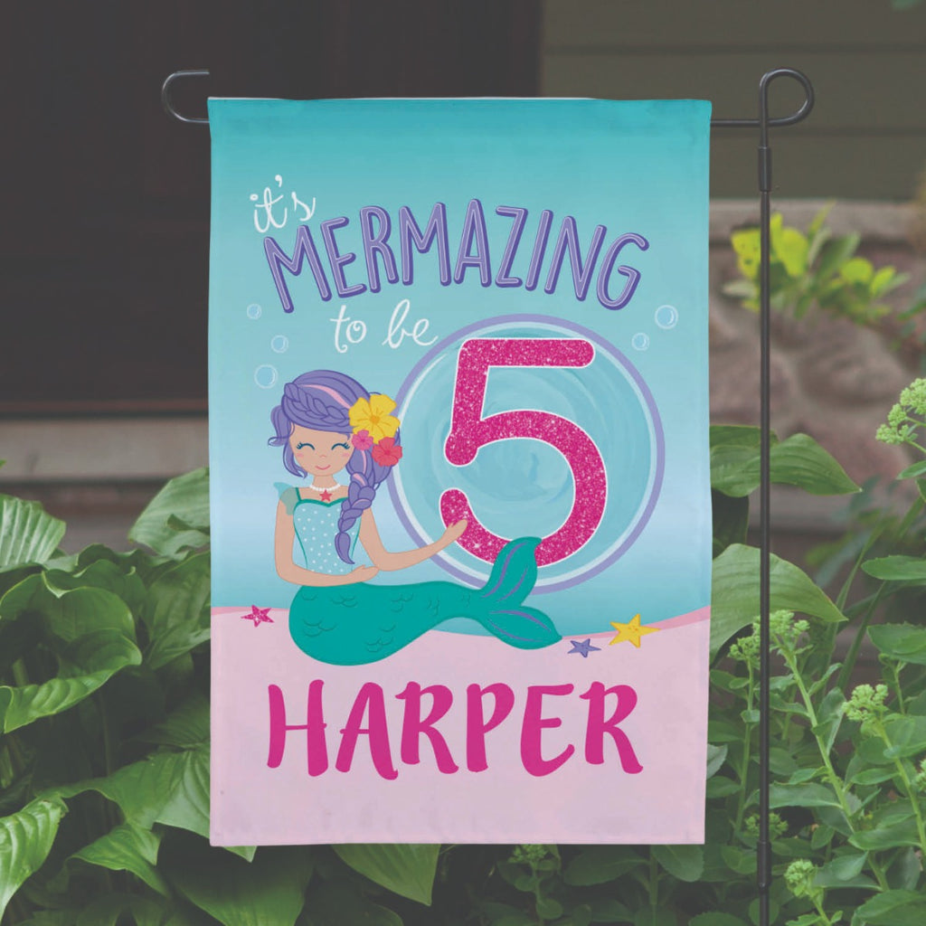 Birthday Mermaid Personalized Garden Flag – Personalized Planet