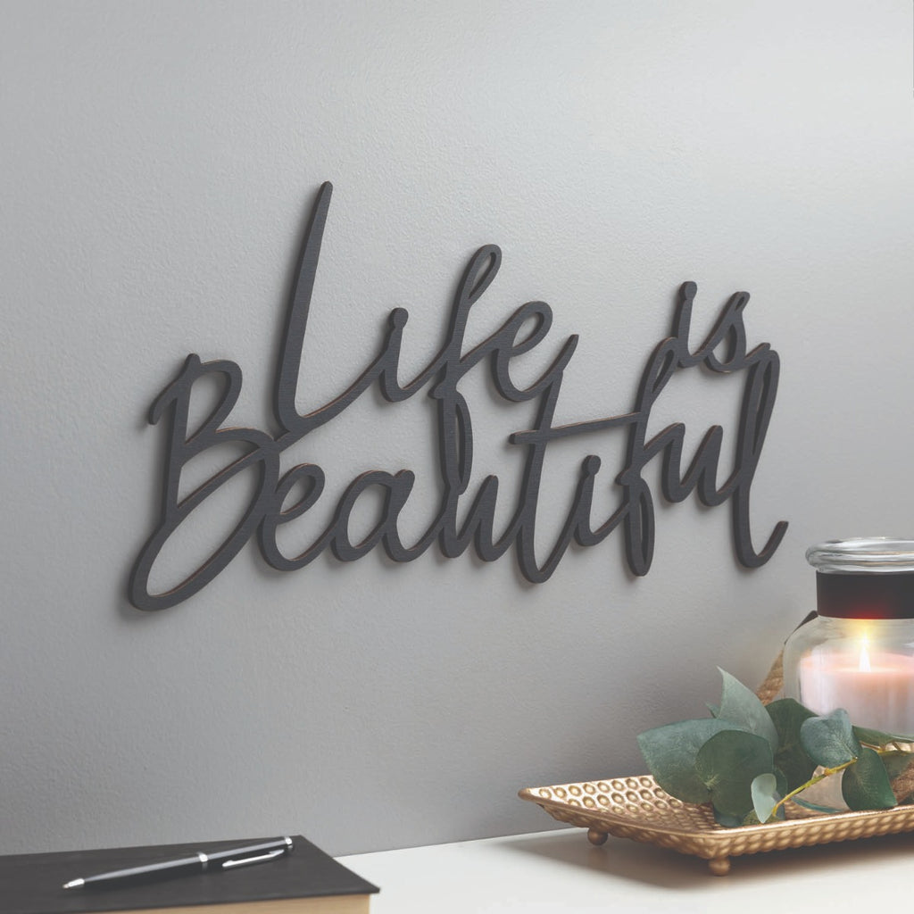 Life is Beautiful Black Wood Plaque – Personalized Planet