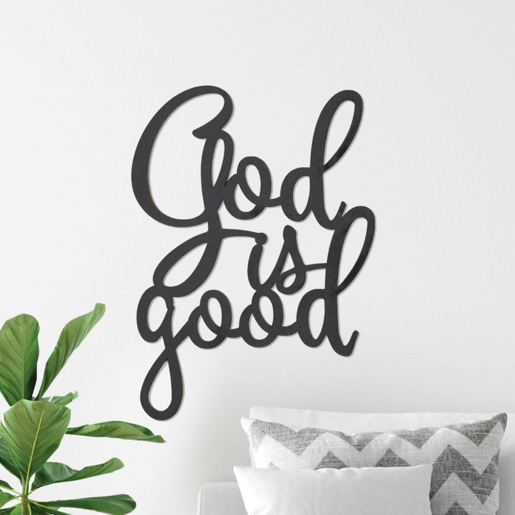 God is Good Black Wood Plaque – Personalized Planet