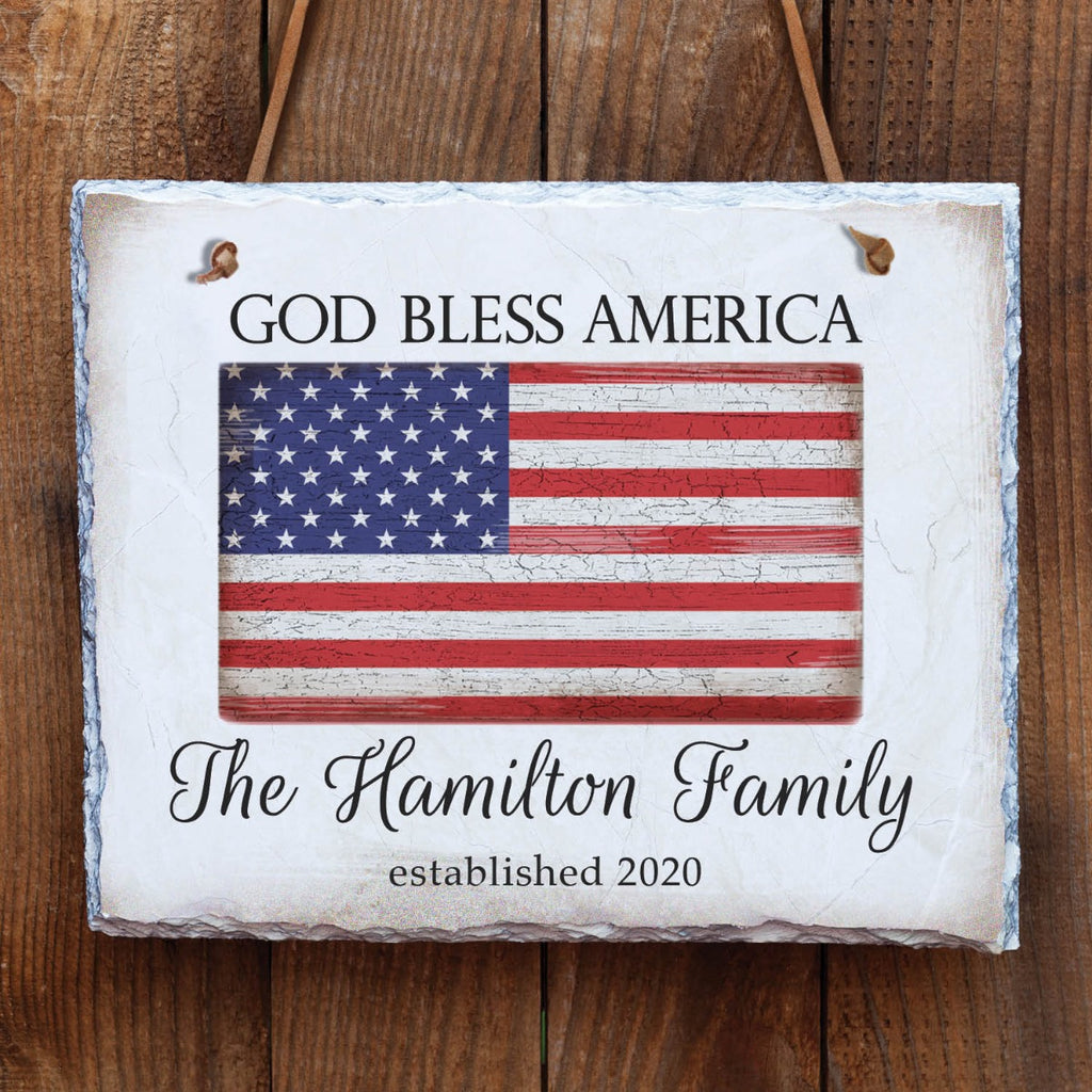 God Bless America Personalized Hanging Slate – Personalized Planet