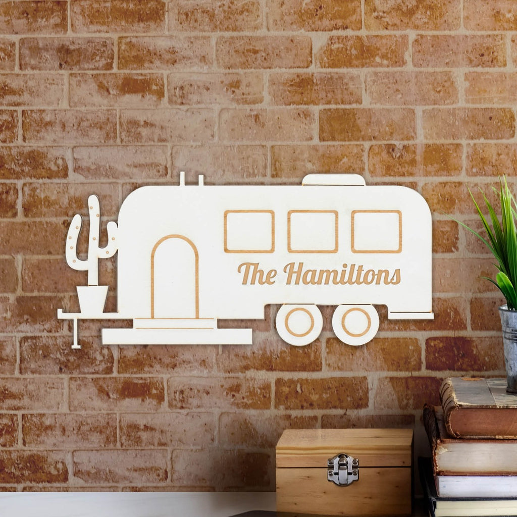 Vintage Airstream Camper Personalized White Wood Plaque – Personalized ...
