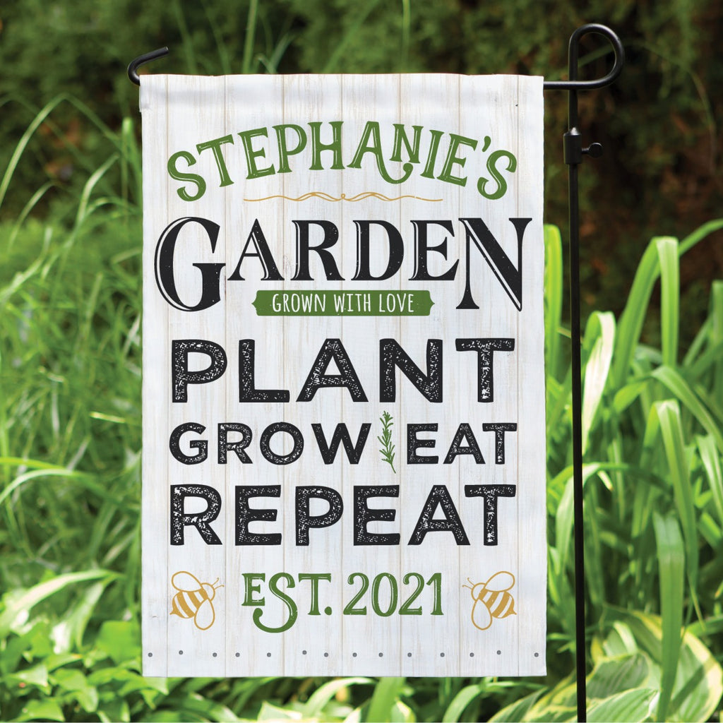 Plant, Grow, Eat, Repeat Personalized Garden Flag – Personalized Planet