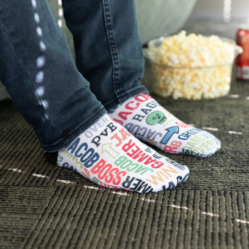 Gamer Words and Icon Personalized Socks – Personalized Planet