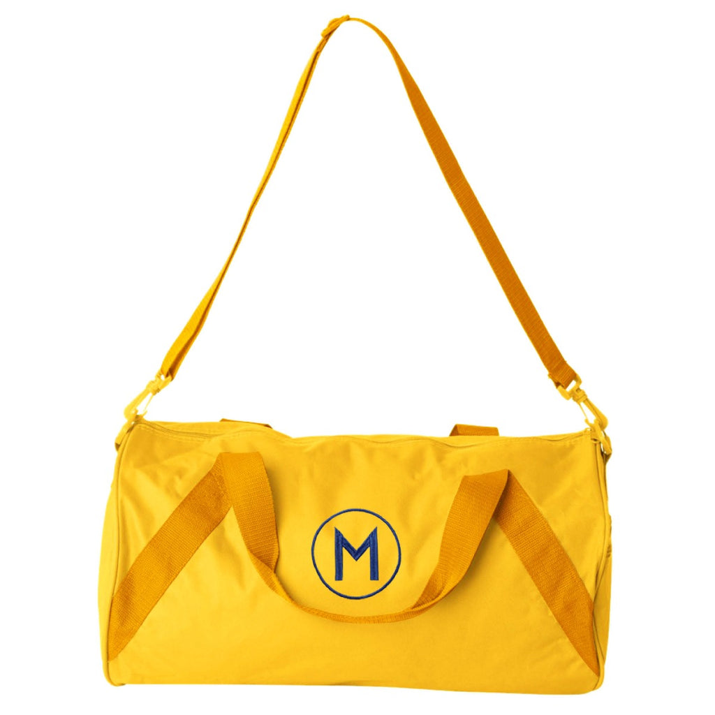Embroidered Circle Initial Yellow Duffle Bag – Personalized Planet