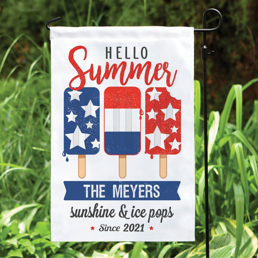 Hello Summer Ice Pops Personalized Garden Flag – Personalized Planet