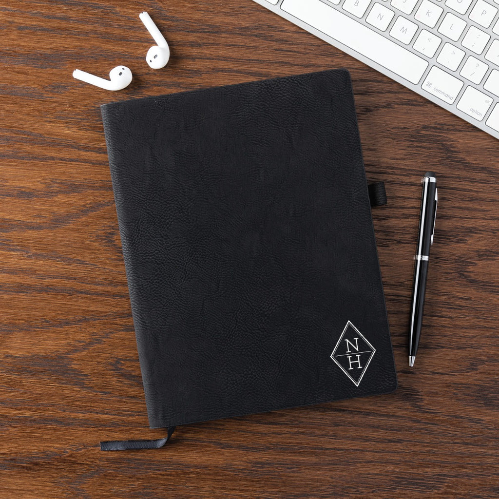 Geometric Design Initials Personalized Black Notebook – Personalized Planet