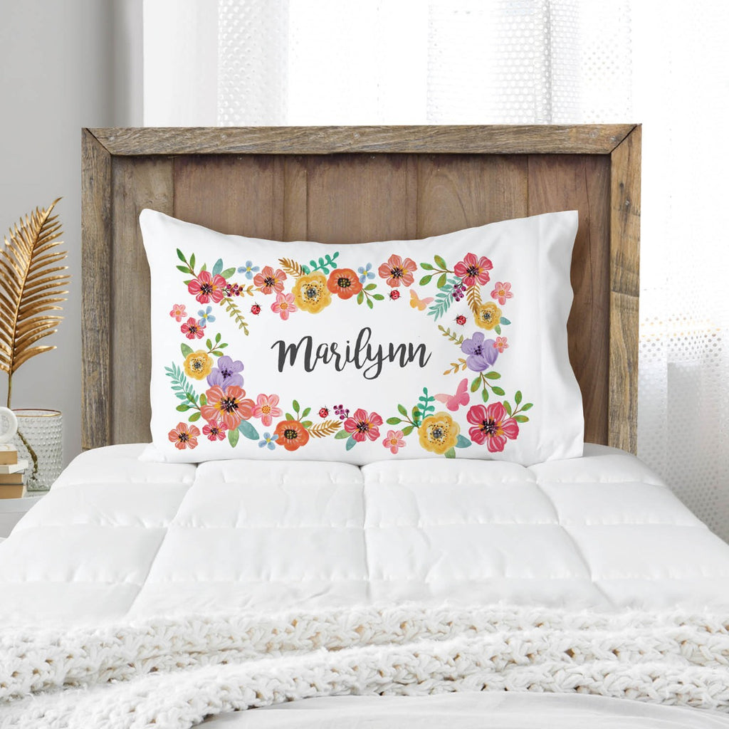 Floral Script Name Pillowcase – Personalized Planet