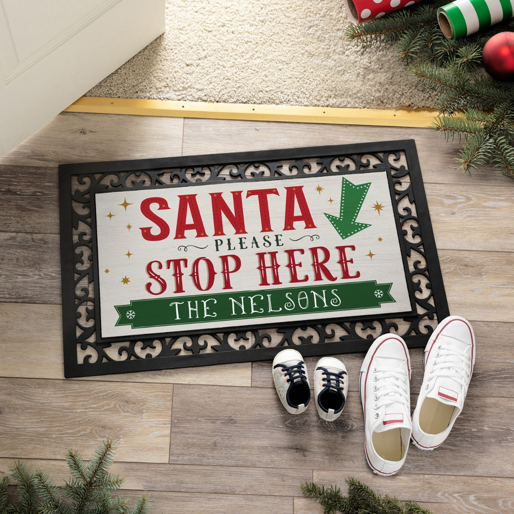 Santa Stop Here Doormat and Frame – Personalized Planet