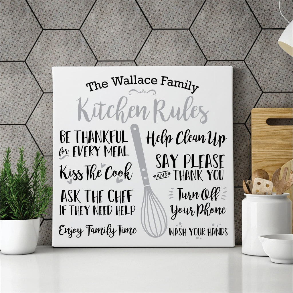 16x16 Kitchen Rules Canvas – Personalized Planet