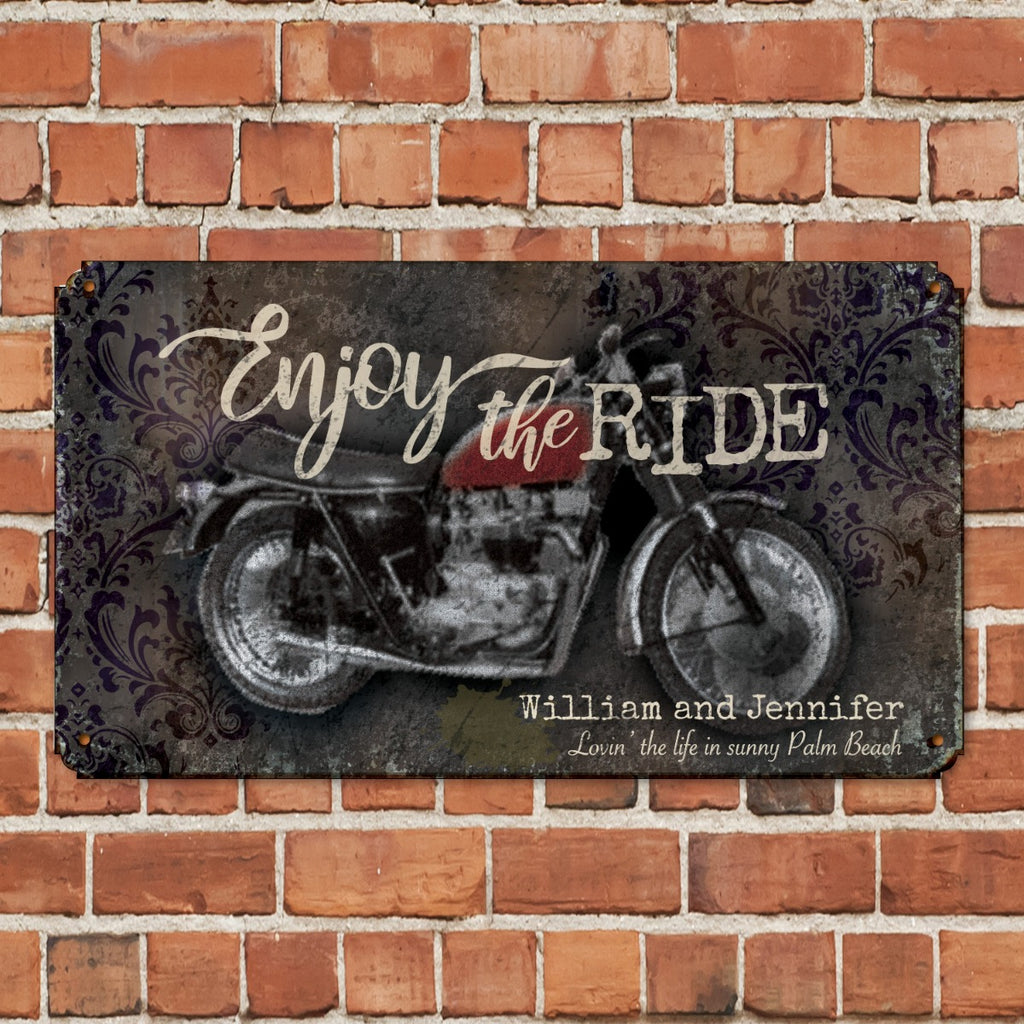 Motorcycle metal sign – Personalized Planet
