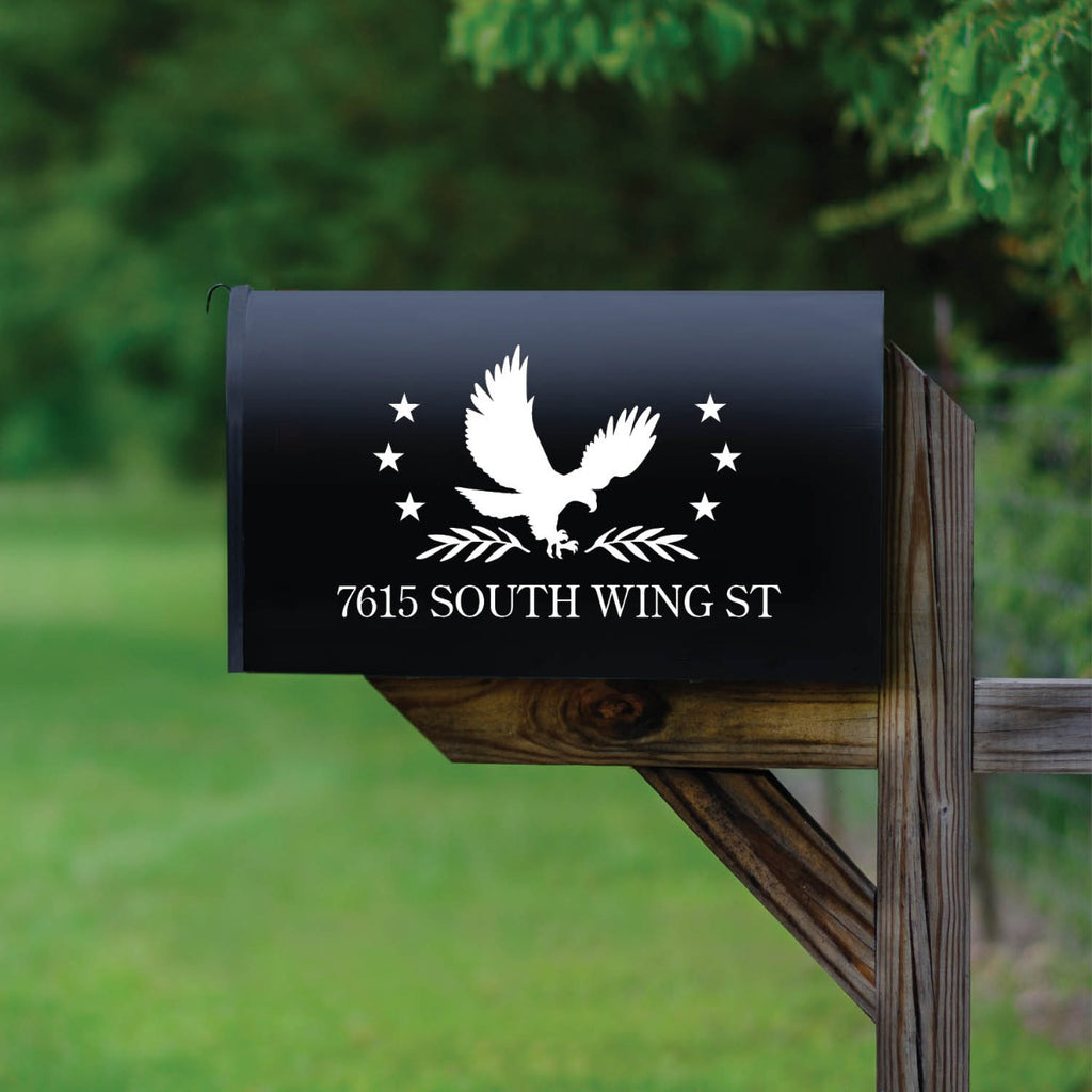 Eagle Address White Vinyl Mailbox Decal – Personalized Planet