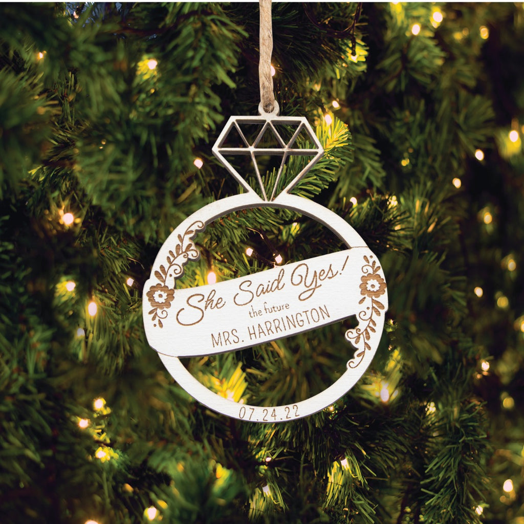 She said Yes! Ring Ornament – Personalized Planet