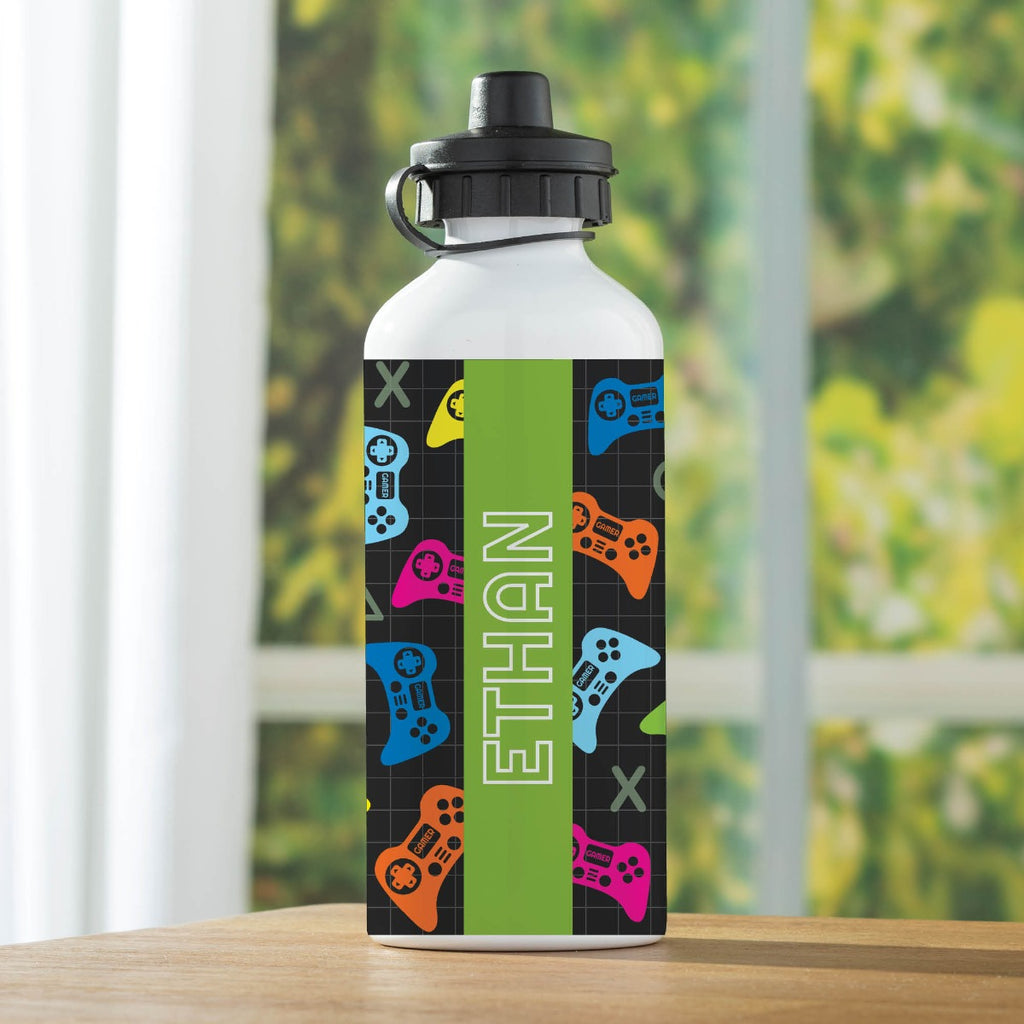 Colorful Gamer Icons Water Bottle – Personalized Planet