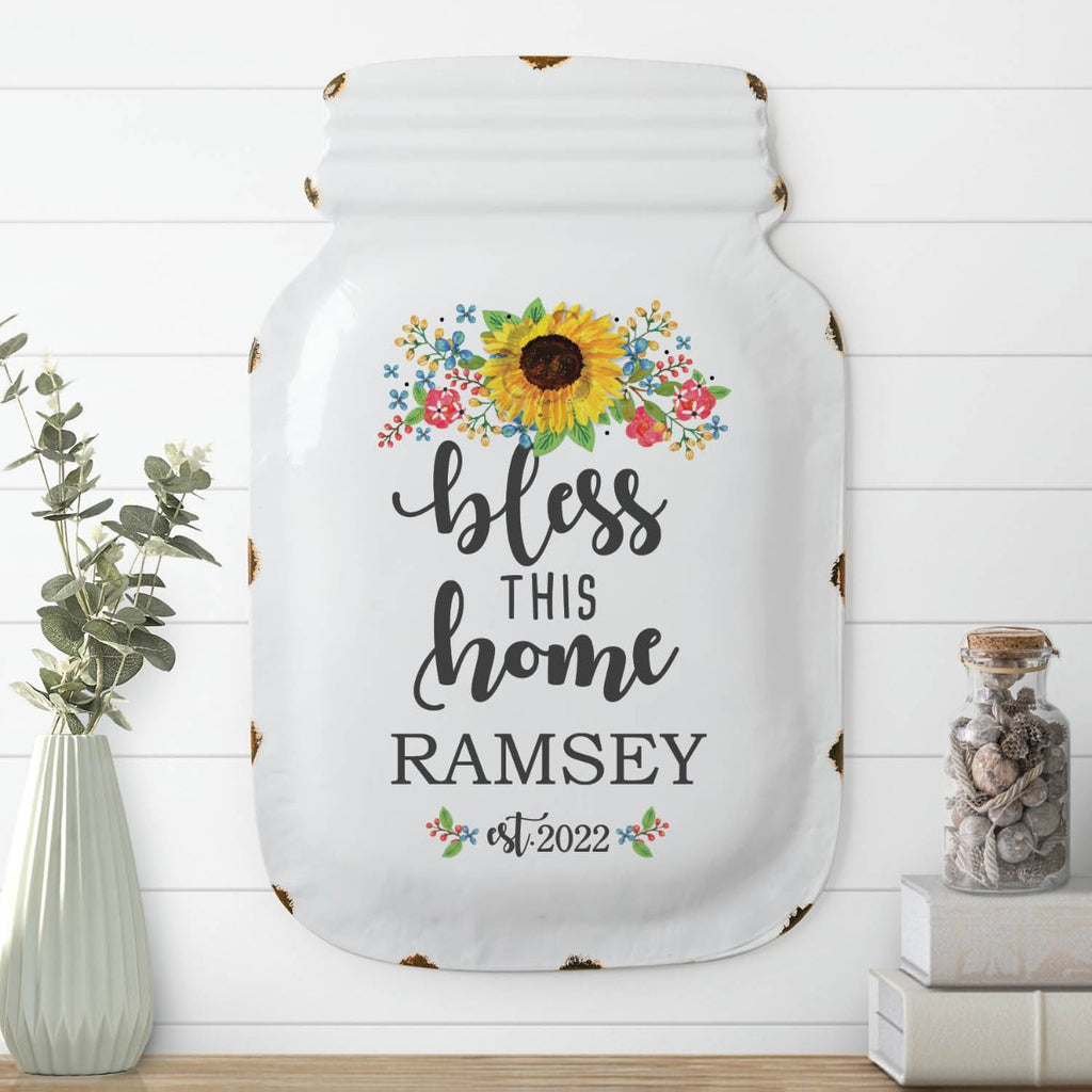 Bless this Home Enamel Mason Jar Wall Sign – Personalized Planet