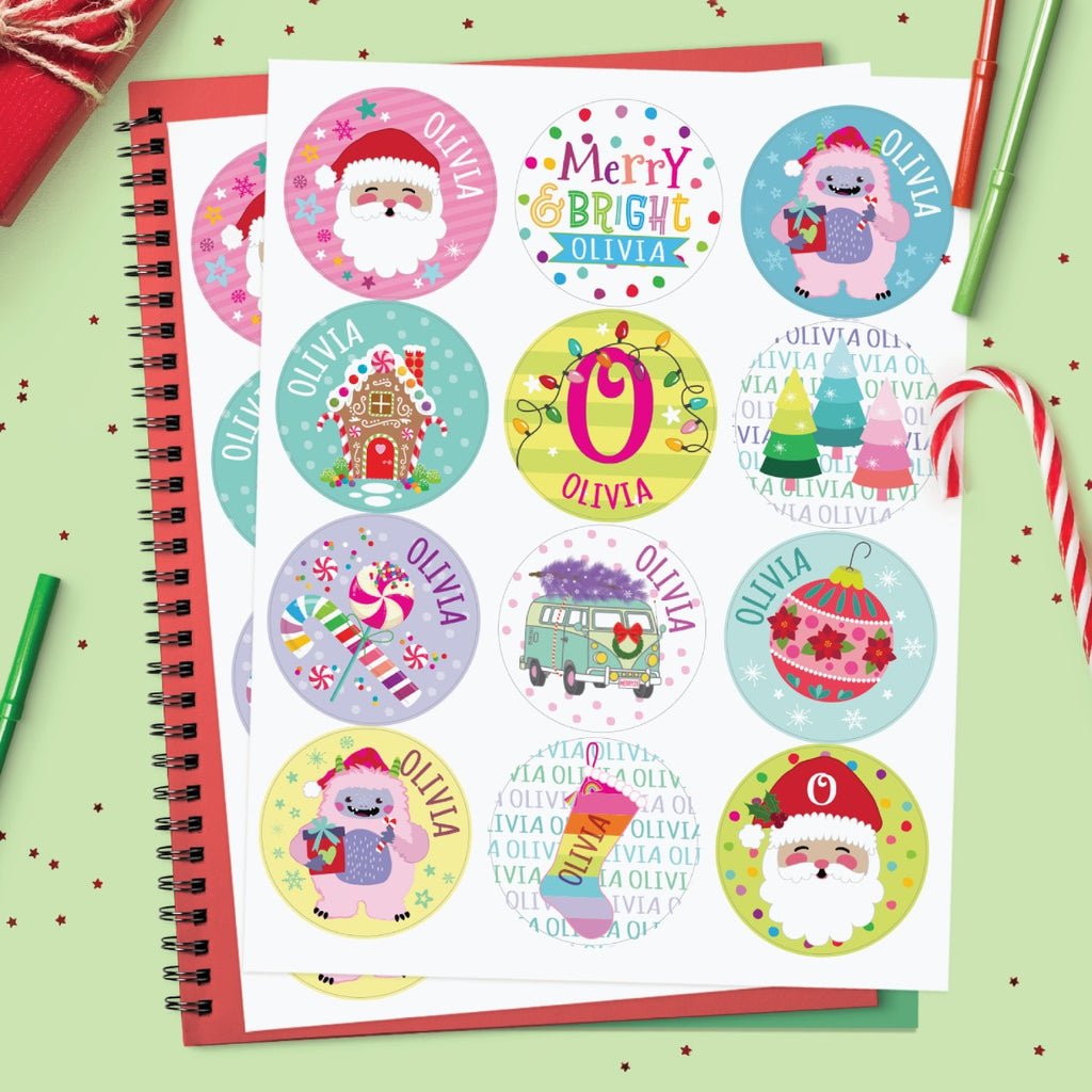 Colorful Christmas Sticker Set – Personalized Planet