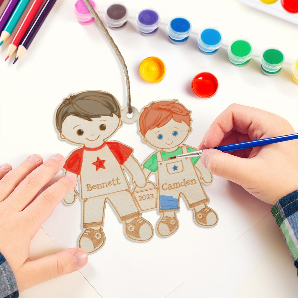 DIY Color Your Own Brothers Wood Ornament – Personalized Planet