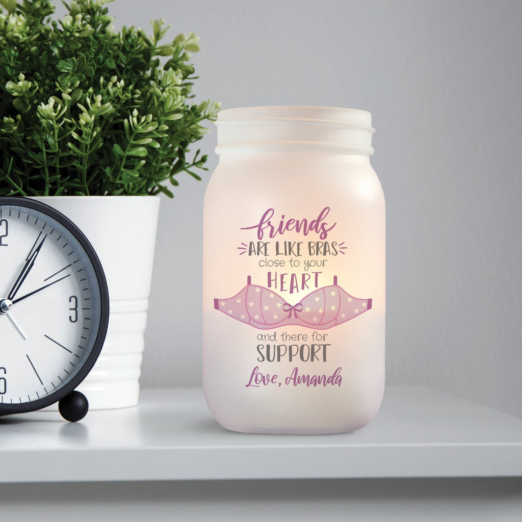 Friends are Like Bras Frosted Mason Jar Votive Holder – Personalized Planet