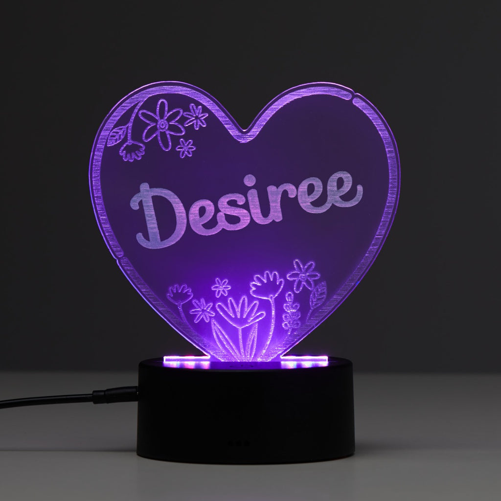 Neon Style Heart Acrylic LED Nightlight – Personalized Planet