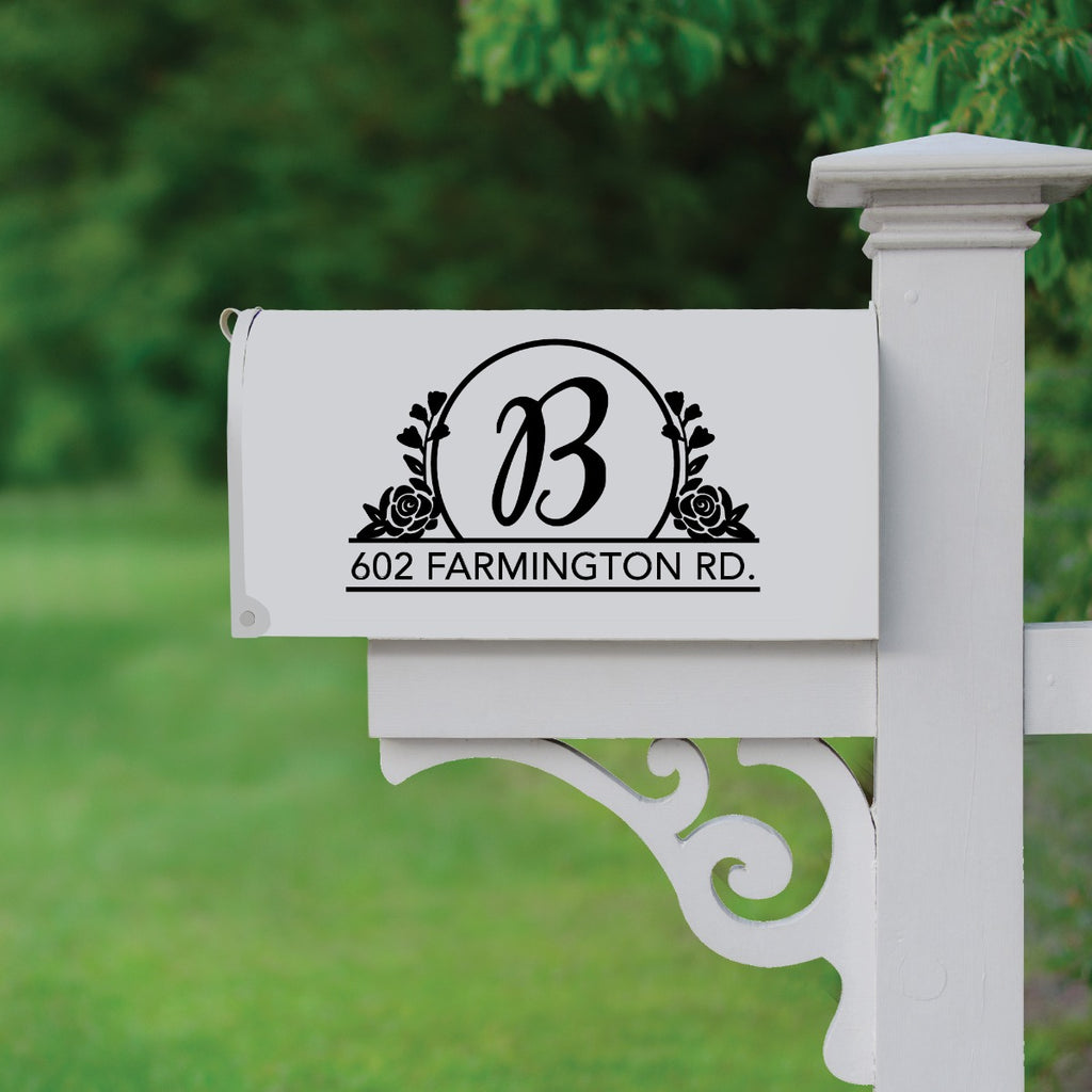 Floral Initial Black Mailbox Decal – Personalized Planet