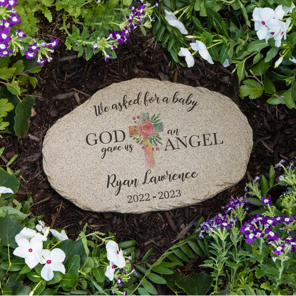 God Gave Us An Angel Baby Memorial Garden Stone – Personalized Planet