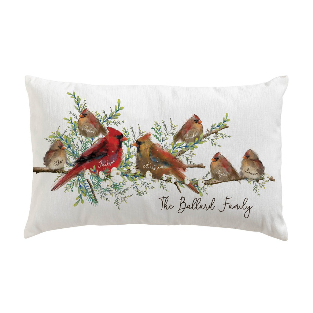 Cardinal Family Lumbar Throw Pillow – Personalized Planet