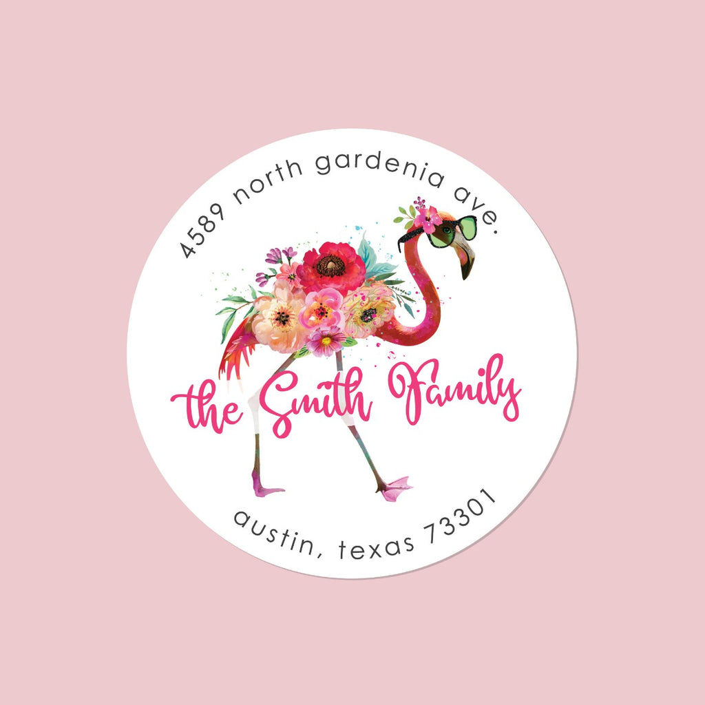 Funky Floral Flamingo Return Address Labels – Personalized Planet