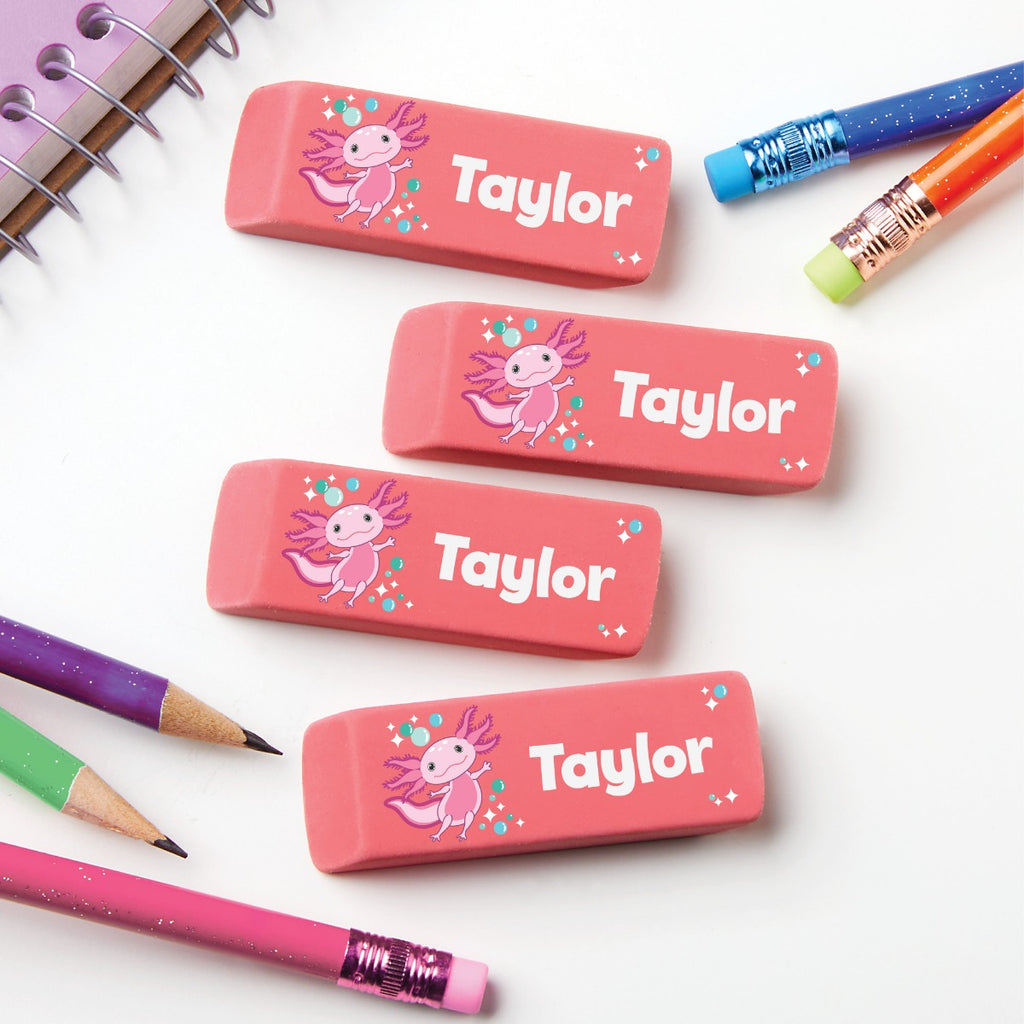 Axolotl Pink Eraser Set – Personalized Planet