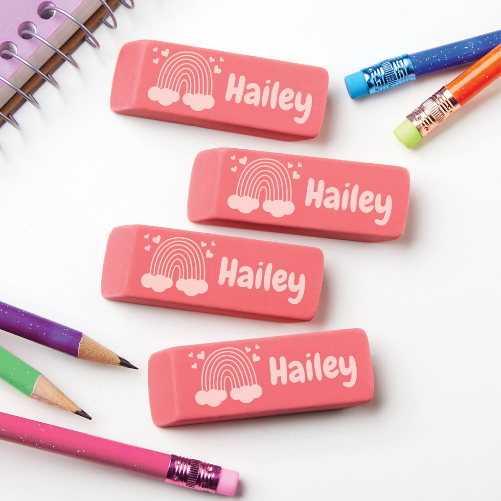 Rainbow Name Pink Eraser Set – Personalized Planet