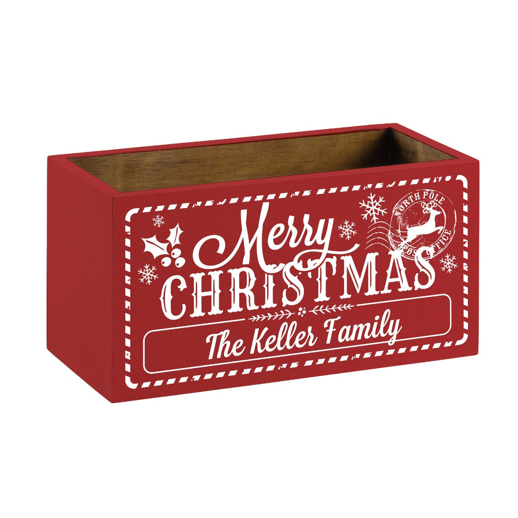 Merry Christmas Decoratve Red Wood Box – Personalized Planet