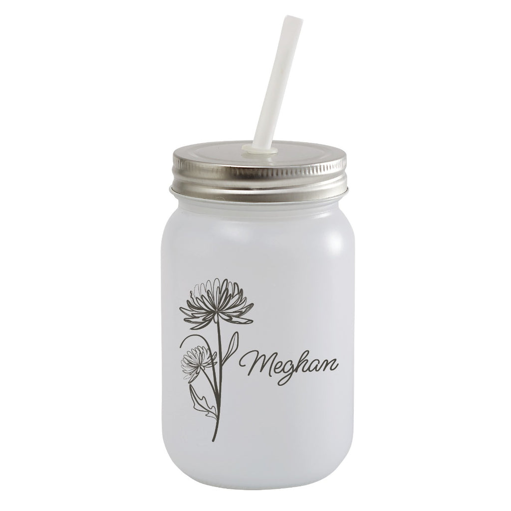 Birth Month Flower Personalized Mason Jar – Personalized Planet