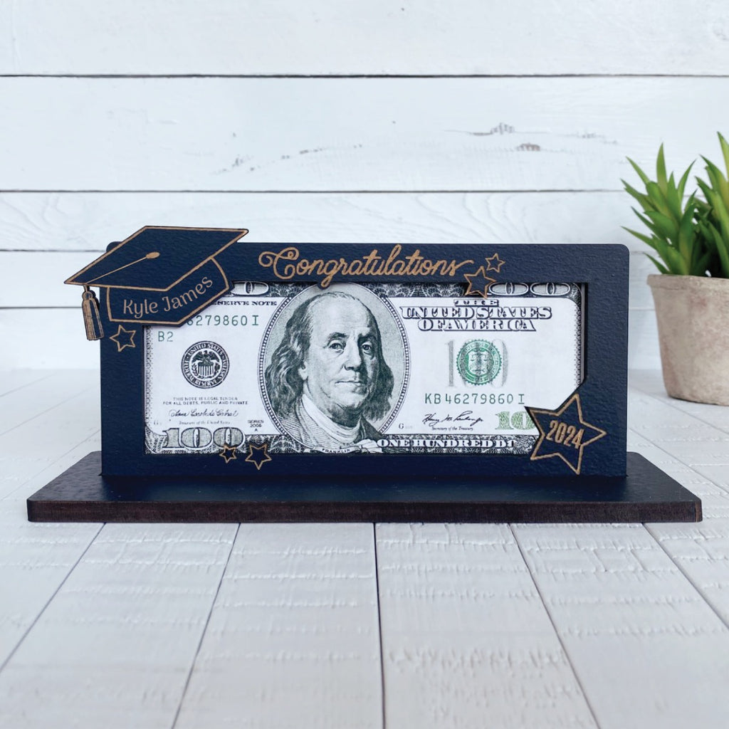 Congratulations Graduation Black Wood Money Holder – Personalized Planet