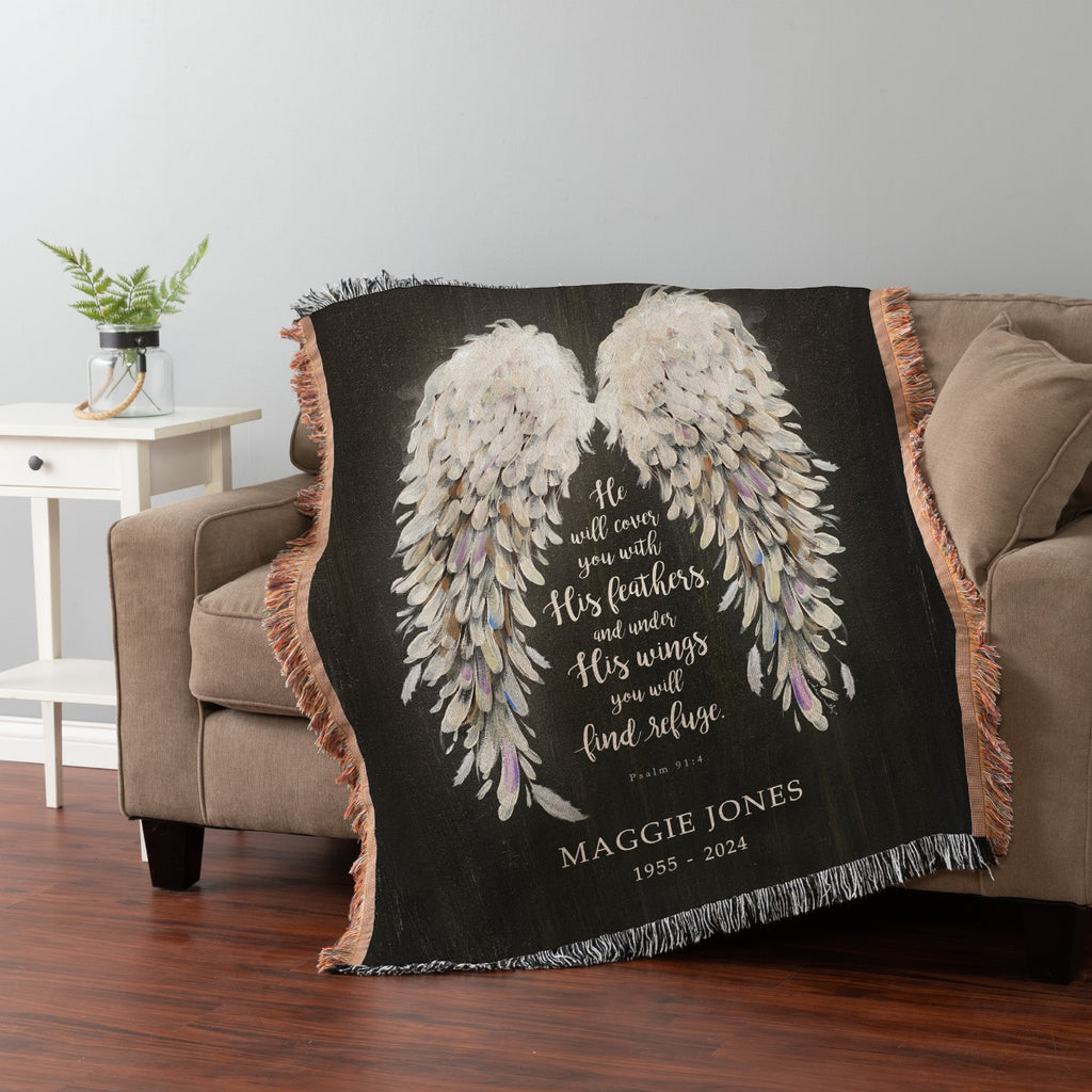 Angel Wings Memorial Throw Blanket – Personalized Planet