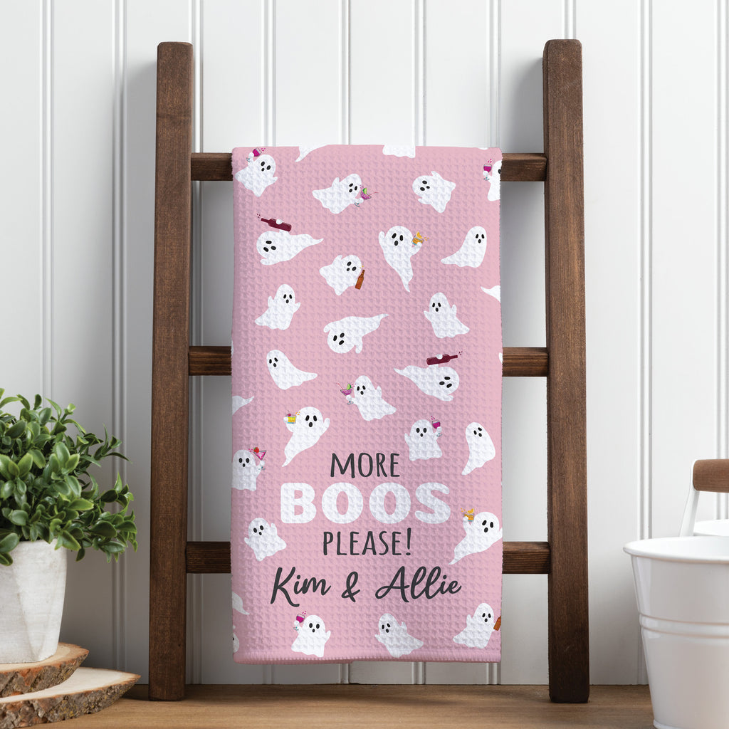 Pink Halloween Ghosts Tea Towel – Personalized Planet